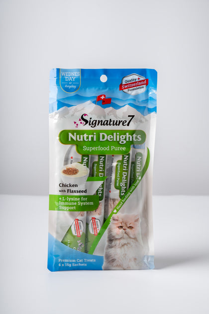 Signature 7 - Nutri Delights 營養肉泥唧唧醬小食 / 雞肉+亞麻籽(增強免疫) 15g x 4 ...