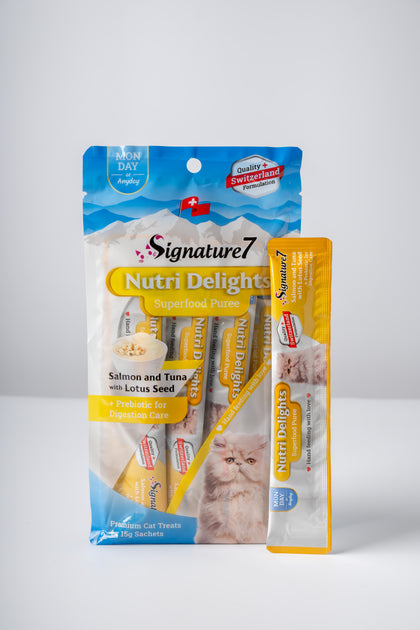 Signature 7 - Nutri Delights 營養肉泥唧唧醬小食 / 三文魚+吞拿魚+蓮子(腸道護理) 15g x 4 ...